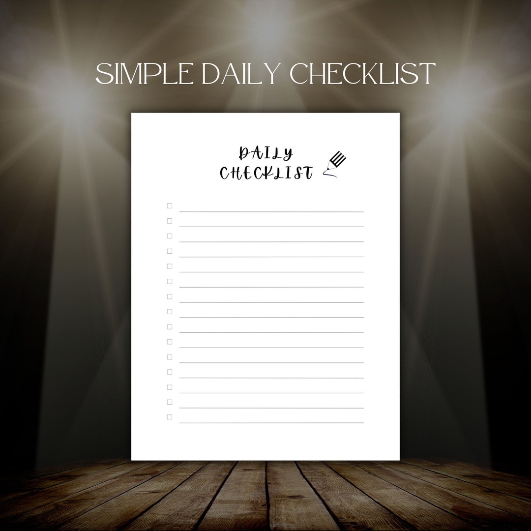 Simple Daily Checklist Printable Template Weekly Checklist Daily to Do ...