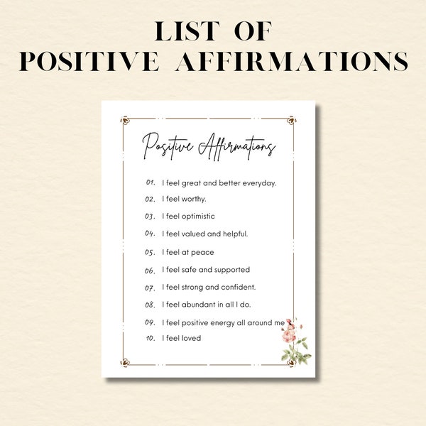 Affirmations Printable List - Etsy