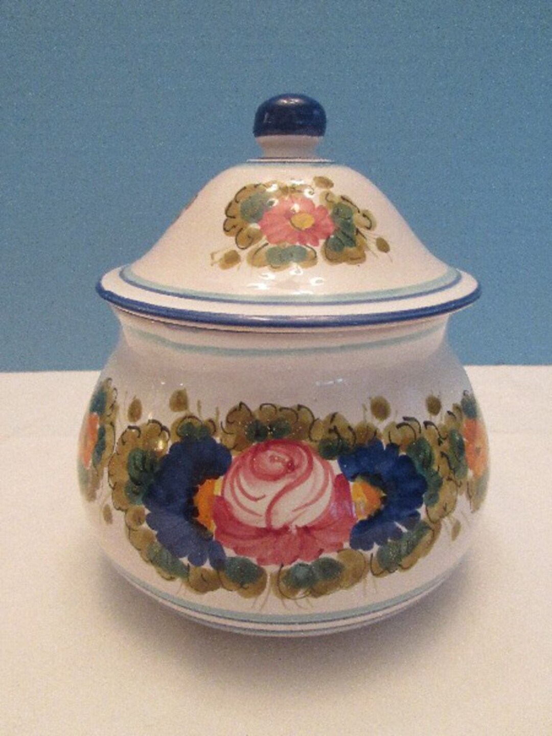 Deruta Italy Hand Painted Floral Foliage Swag Garlic Storage & Lid - Etsy