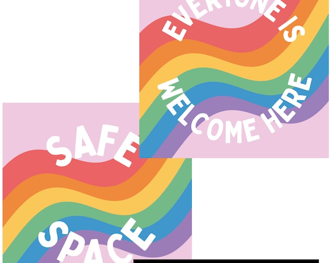 Everyone is Welcome Here Sign, Door Hanger, LGBTQ Art, Pride Gifts ...