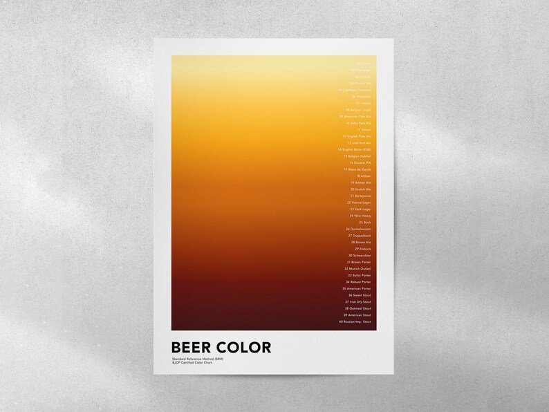 Beer Color Guide Print Beer Poster Beer Styles Beer Lover - Etsy