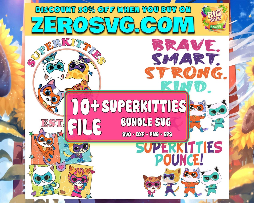 10 FILE Superkitties Bundle Svg hero Kitties Super Cats - Etsy