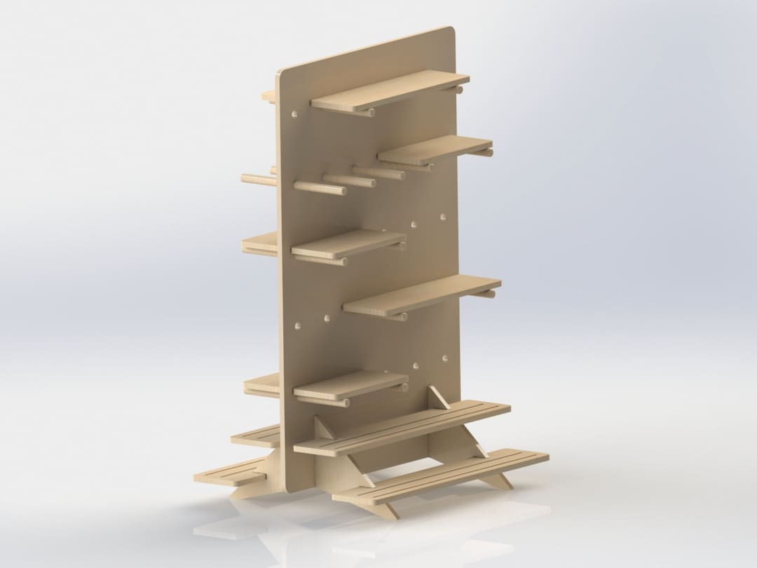 Rectangular Table Top Pegboard Display Stand With Tiered Shelving ...