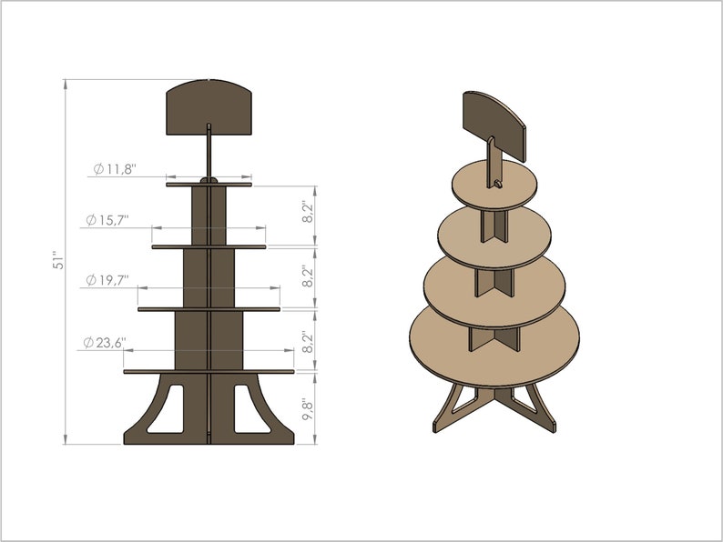 Round Display Stand SVG Laser Cutting File, CNC Plan - Etsy