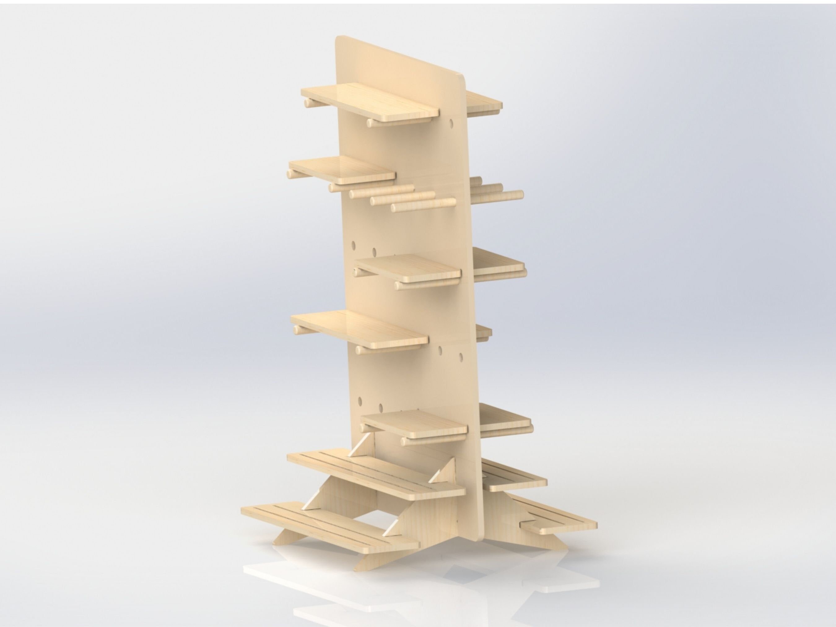 Rectangular Table Top Pegboard Display Stand With Tiered Shelving ...