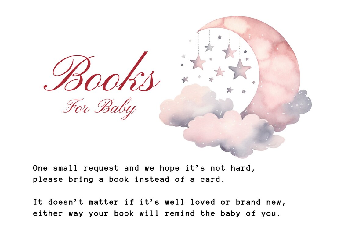Printable Books for Baby Moon Card Template Perfect for Pink Children's ...