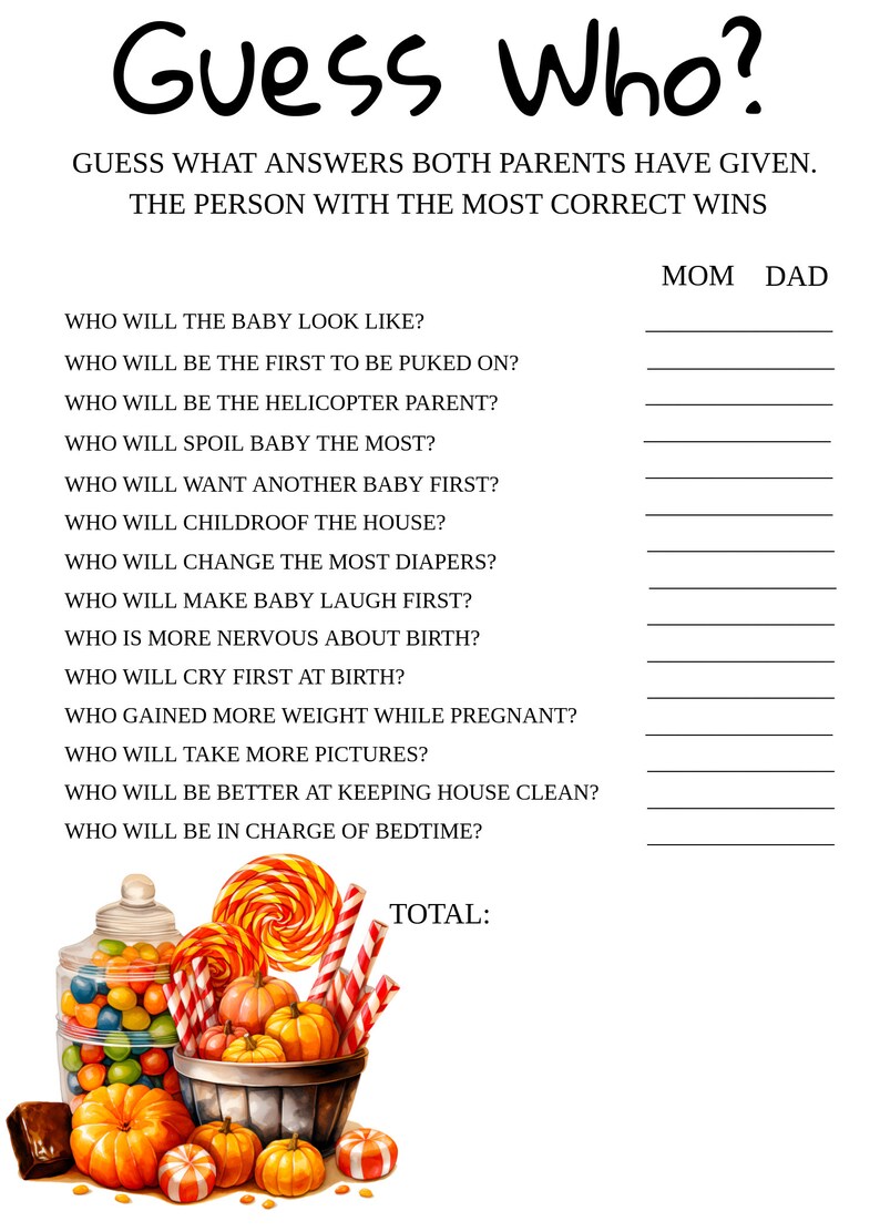 Guess Who Halloween Baby Shower Game, Printable Template, Instant ...