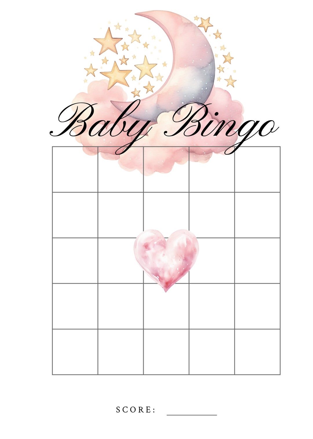Pink Baby Shower Bingo Game, Printable Template, Instant Download, Girl ...
