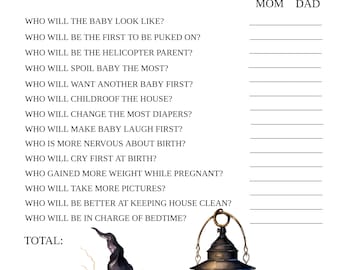 Guess Who Halloween Baby Shower Game, Printable Template, Instant ...