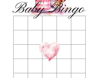 Pink Baby Shower Bingo Game, Printable Template, Instant Download, Girl ...