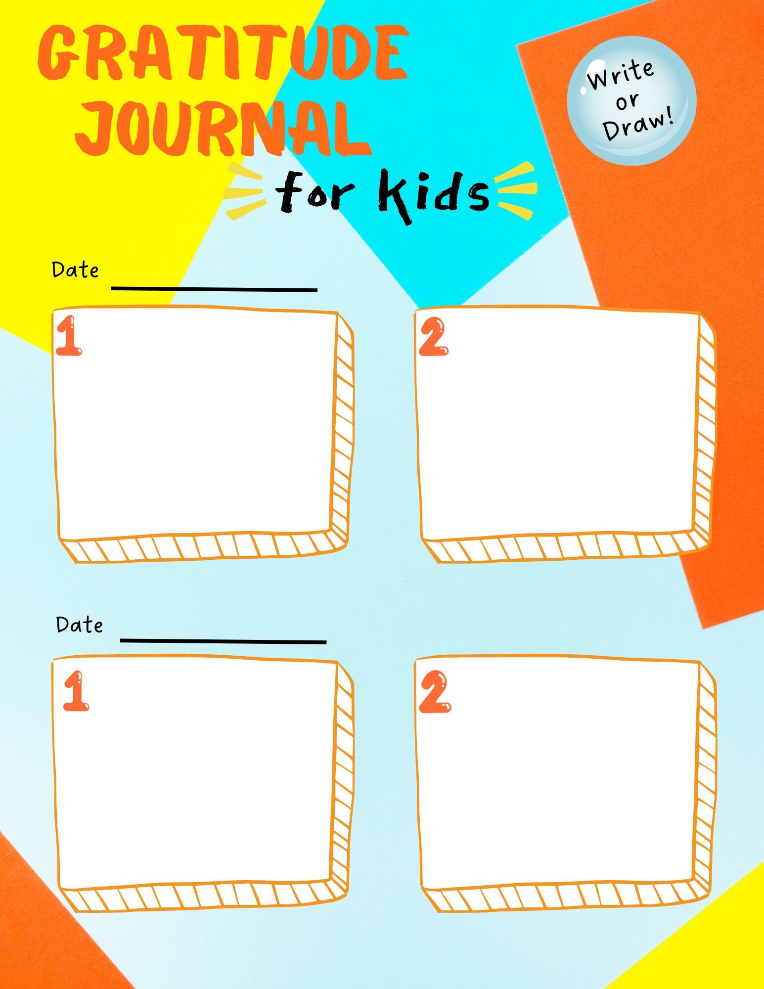 Gratitude Journal FOR KIDS - Instant Digital Download-printable - Etsy