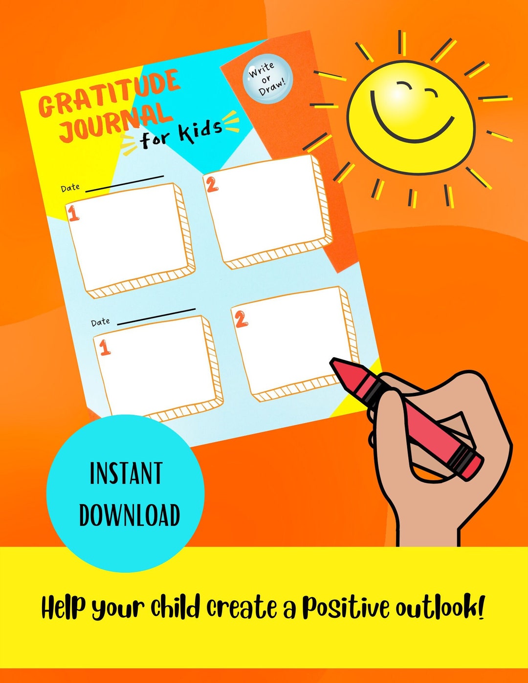 Gratitude Journal FOR KIDS - Instant Digital Download-printable - Etsy