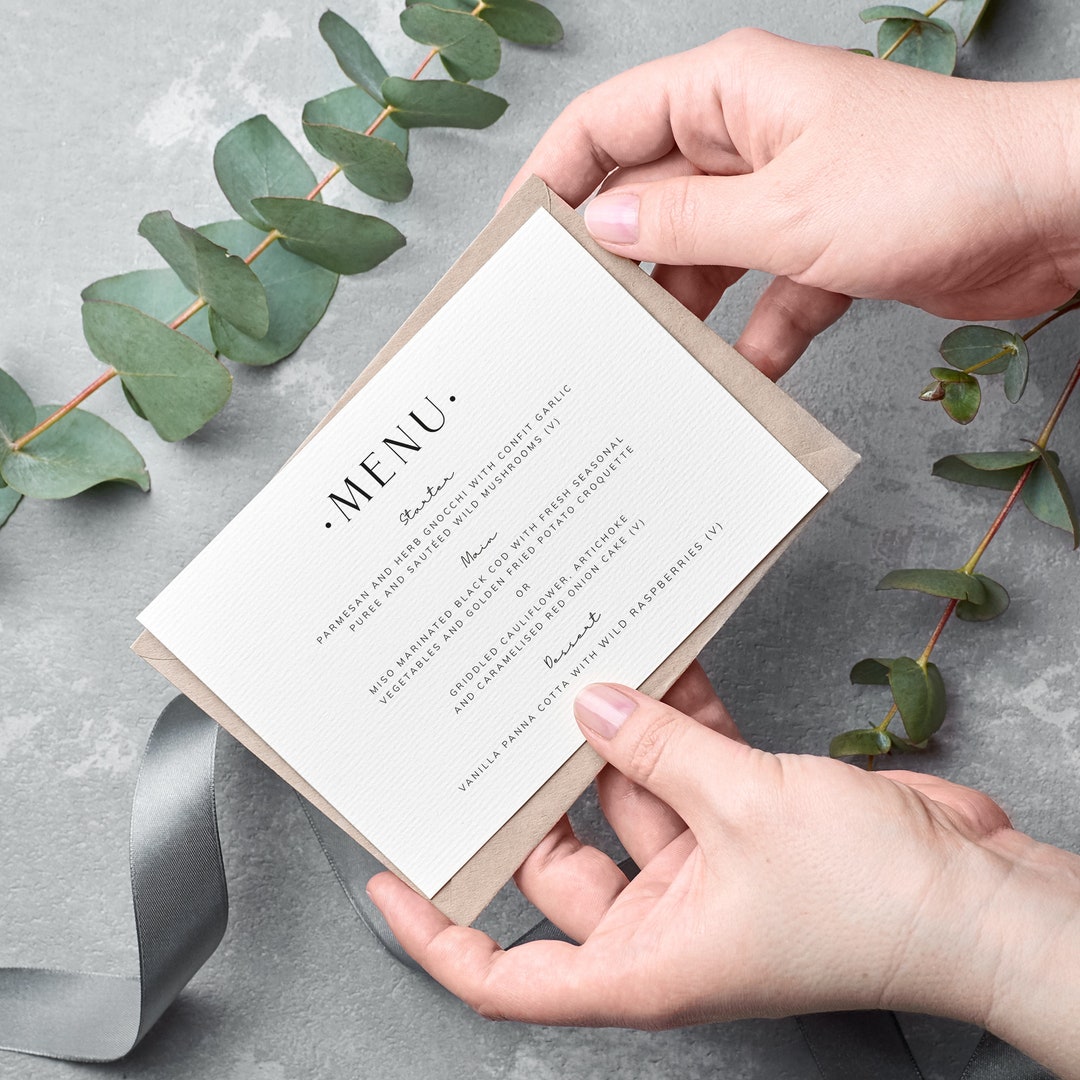 Bethany Wedding Menu Template, Minimalist, 100% Editable Template ...