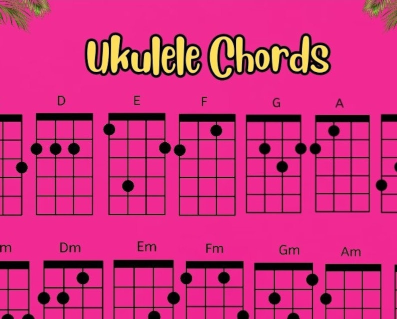 Tropical Beach Ukulele Chord Chart Digital Poster, Instant Download - Etsy