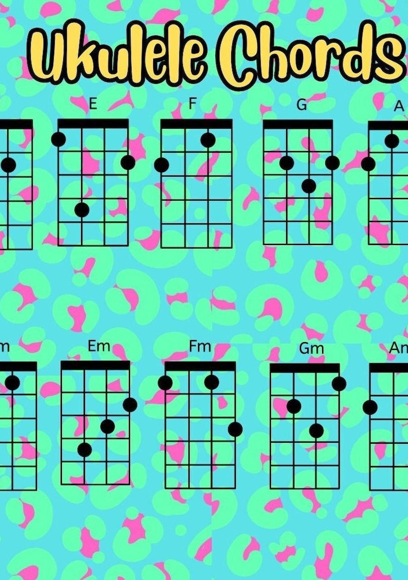 Fun Ukulele Chord Chart, Instant Download, Digital Copy, 90s Vibes - Etsy