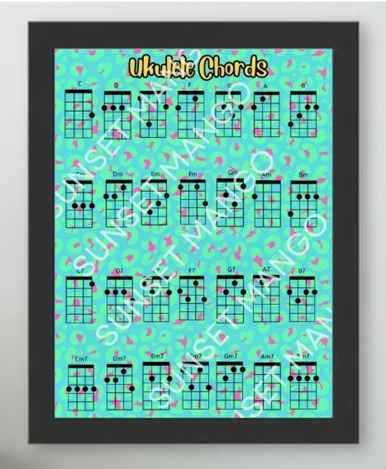 8 Fun Printable Ukulele Chord Digital Posters, Instant Download - Etsy