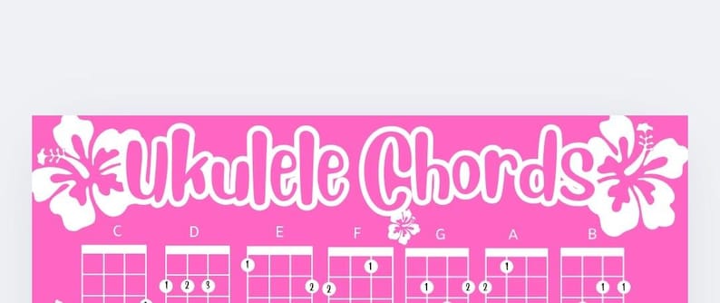 Printable Hibiscus Ukulele Chord Poster With Guide Numbers for Fingers ...