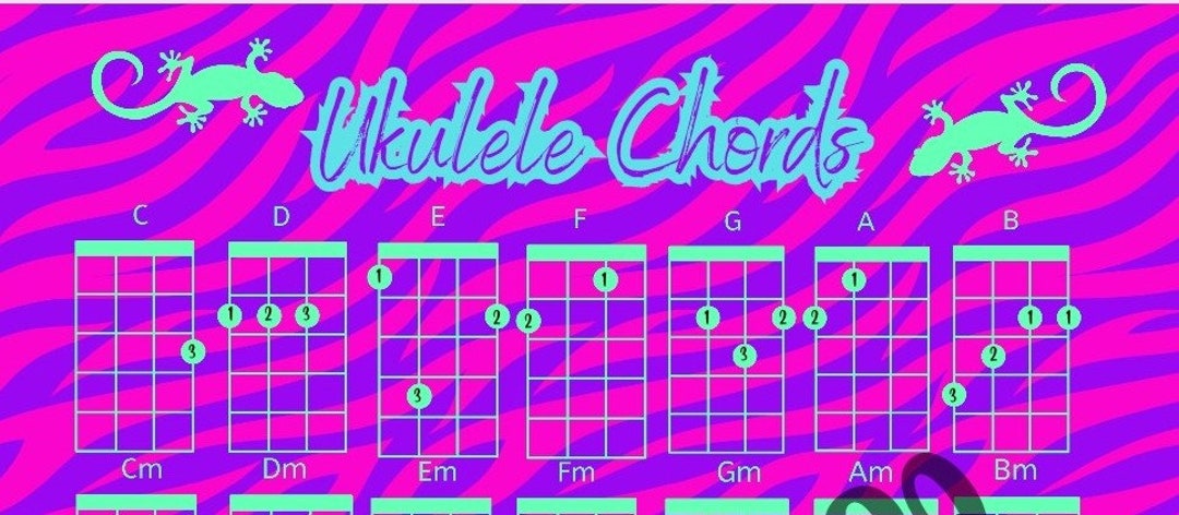 Beginner Ukulele Chord Poster, Instant Download, Digital Copy, Colorful ...