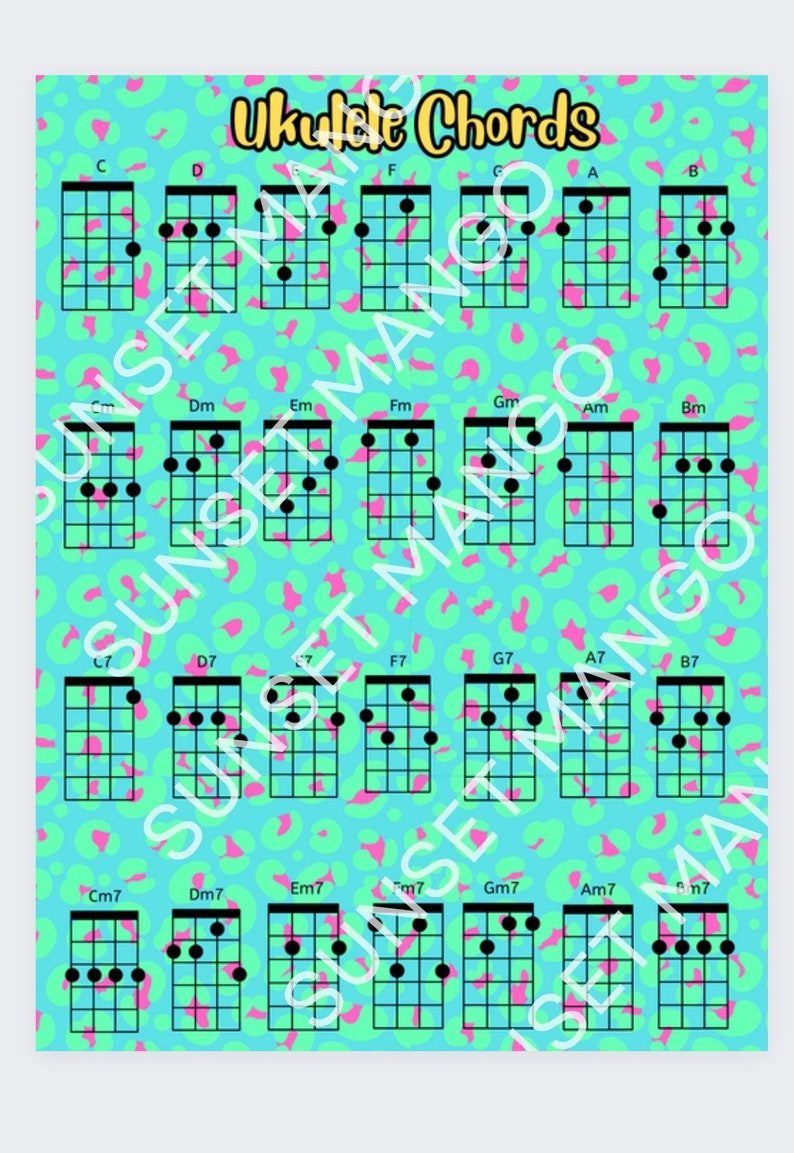 Printable Old School 90s Fun Ukulele Chord Chart, Instant Download ...