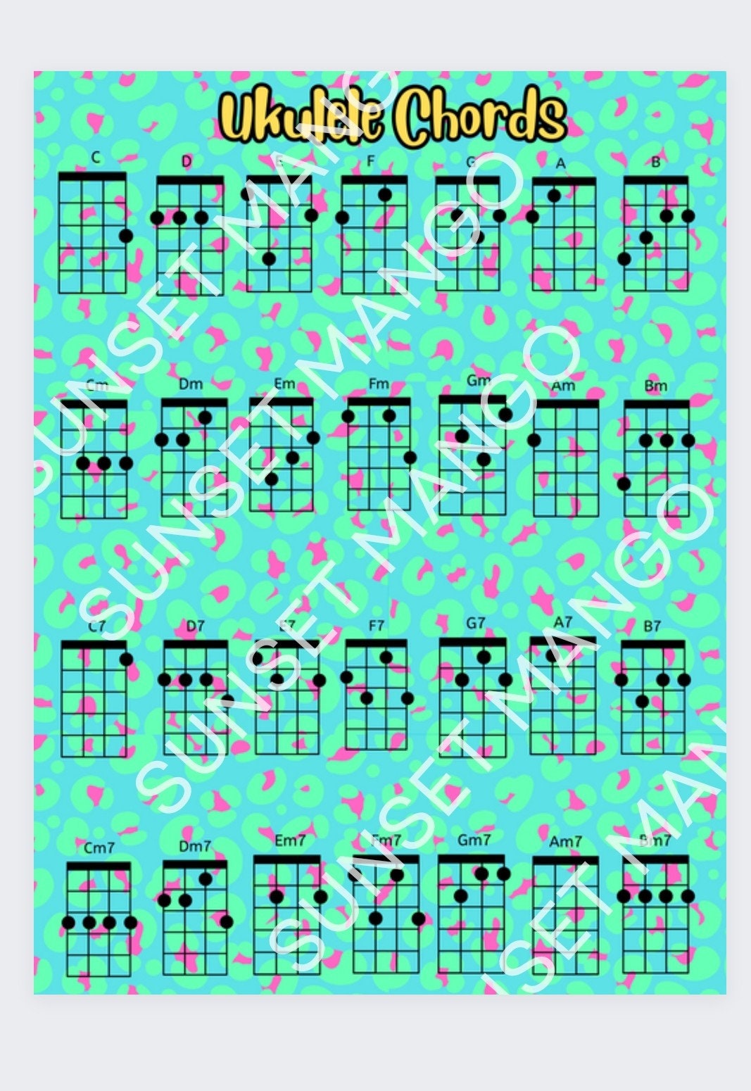 90s Fun Ukulele Chord Chart, Instant Download, Digital Copy - Etsy