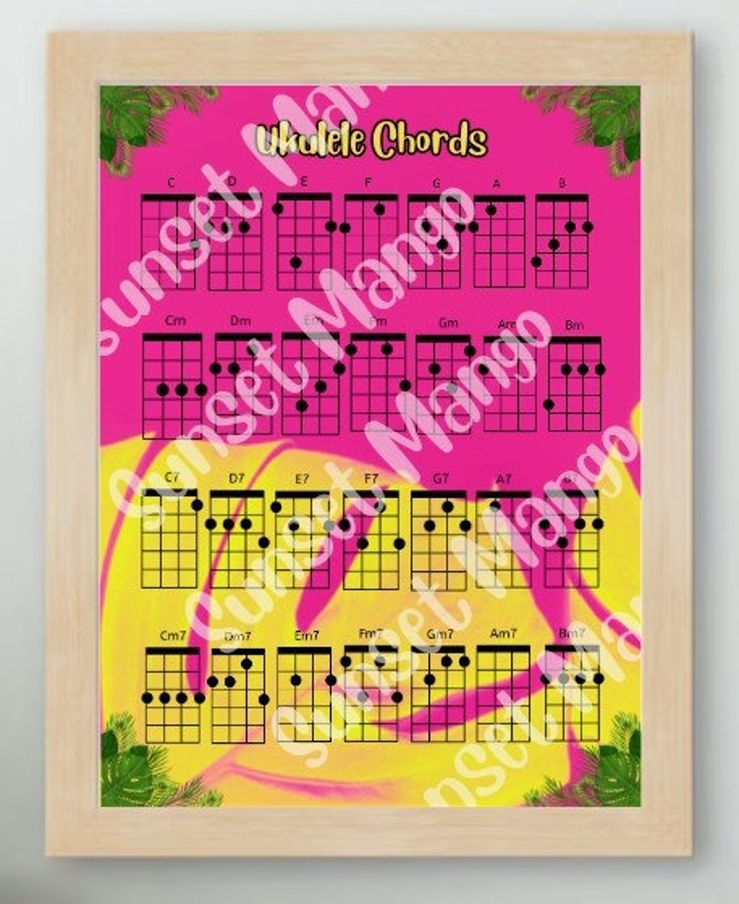 Tropical Beach Ukulele Chord Chart Digital Poster, Instant Download - Etsy