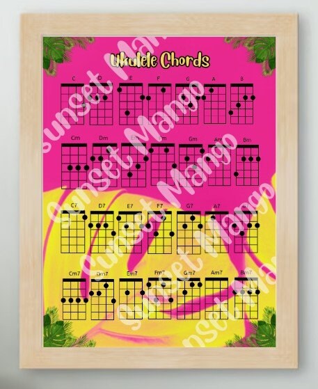 Tropical Beach Ukulele Chord Chart Digital Poster, Instant Download - Etsy