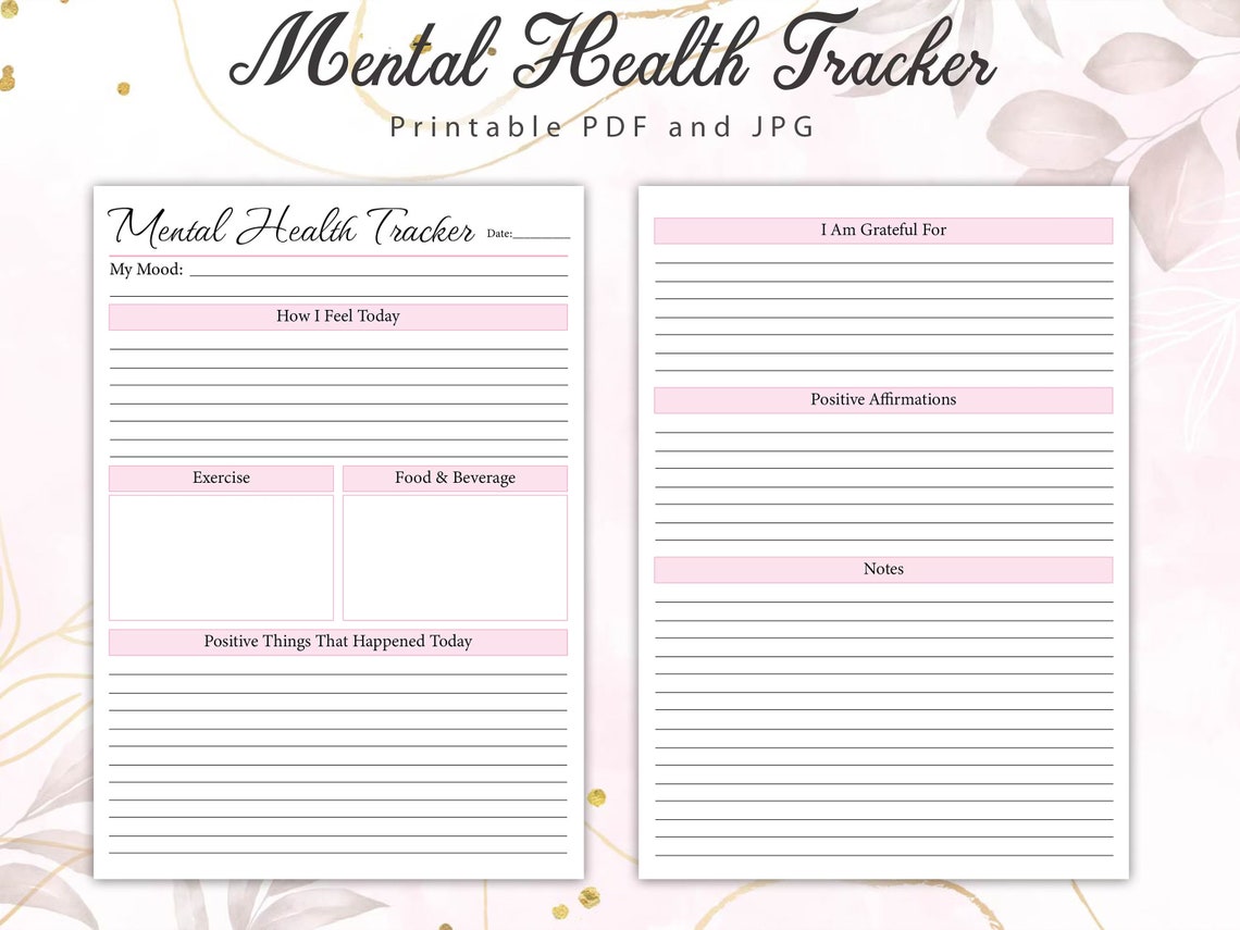 Mental Health Daily Journal, Printable Therapist, Mental Health ...
