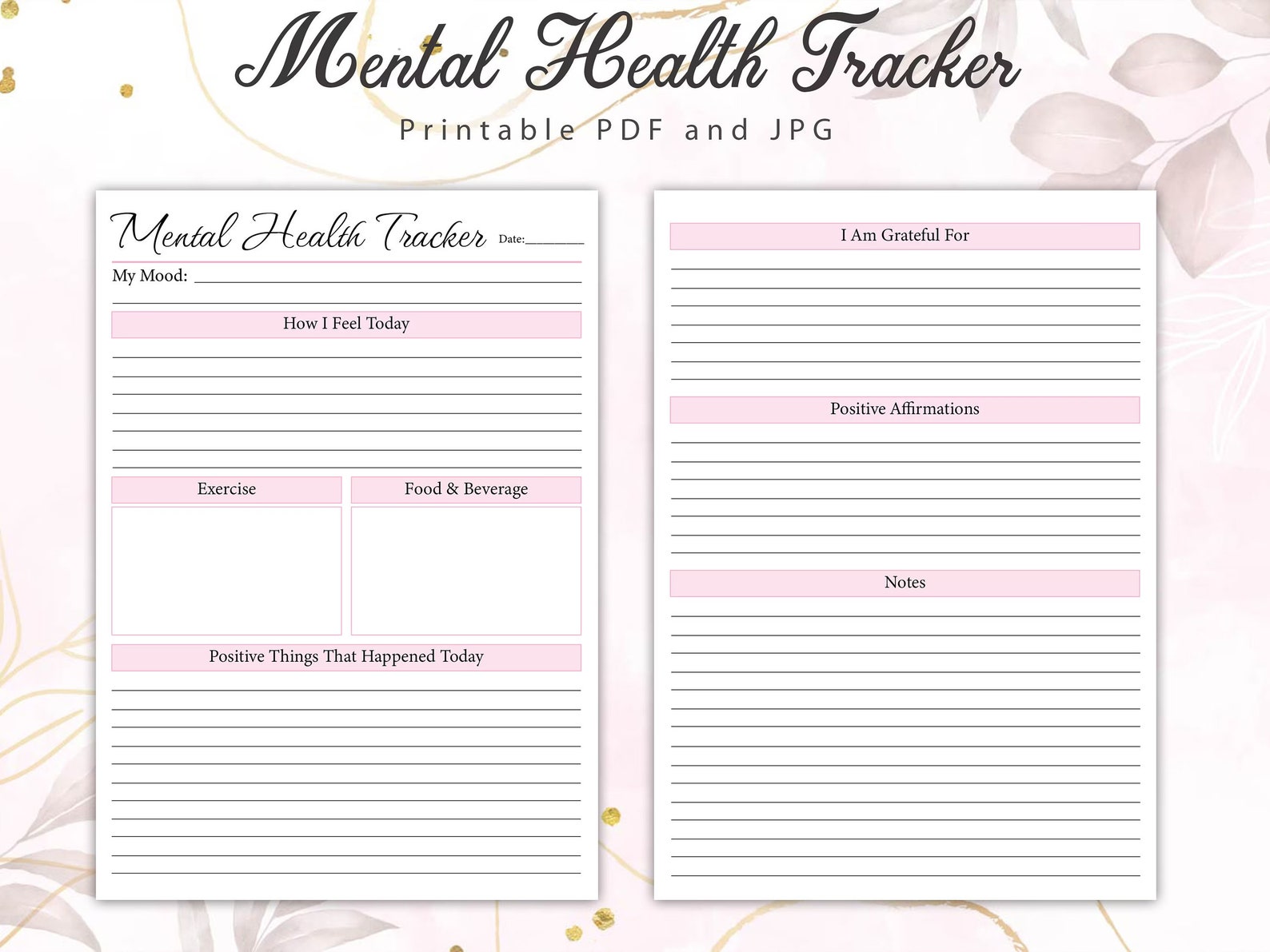 Mental Health Daily Journal, Printable Therapist, Mental Health ...
