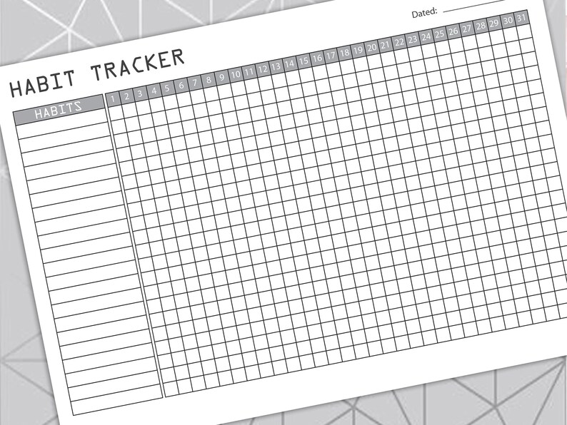 Printable Monthly Habit Tracker, Monthly Habit Tracker, Printable Habit ...