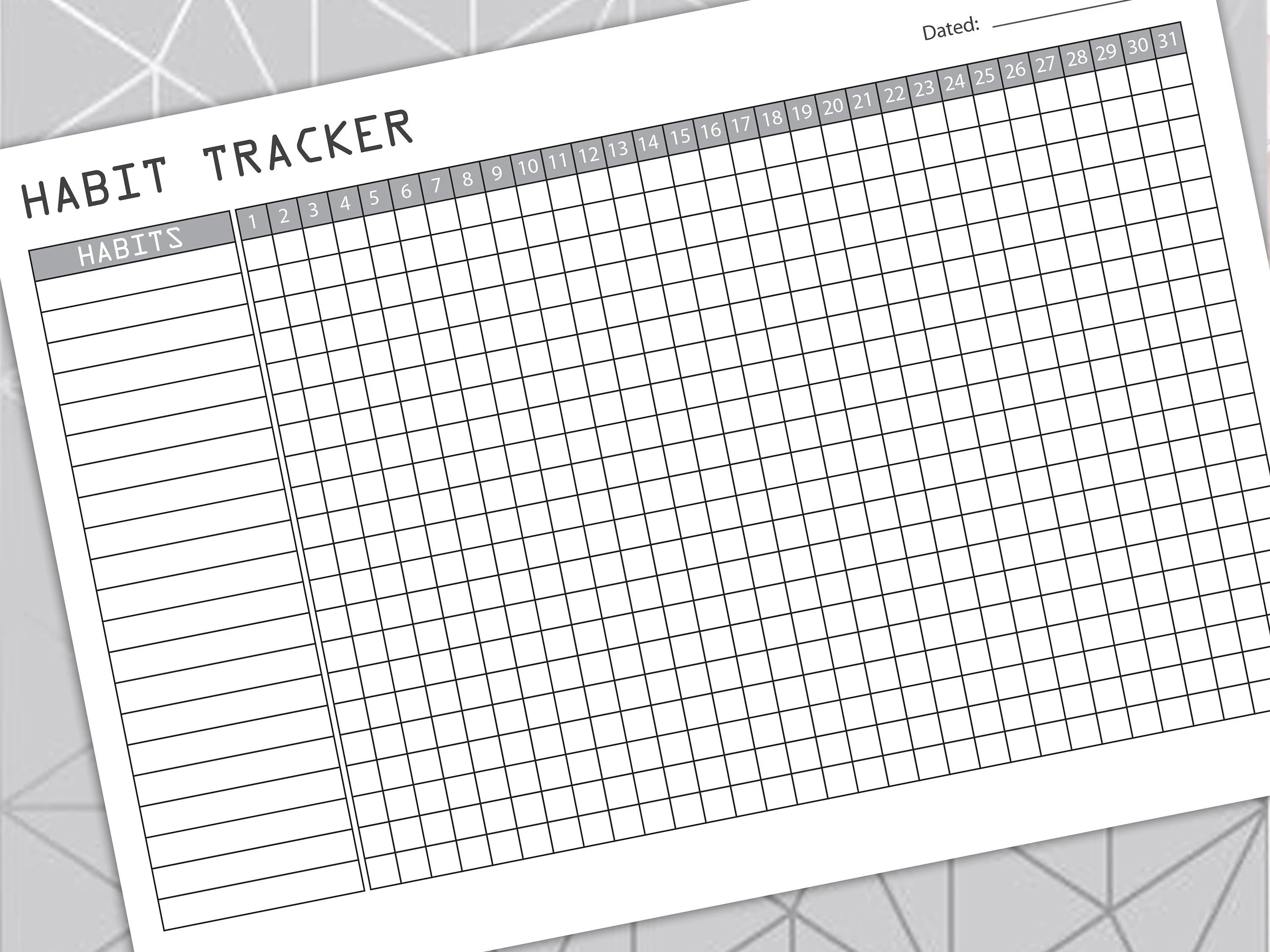 Printable Monthly Habit Tracker, Monthly Habit Tracker, Printable Habit ...