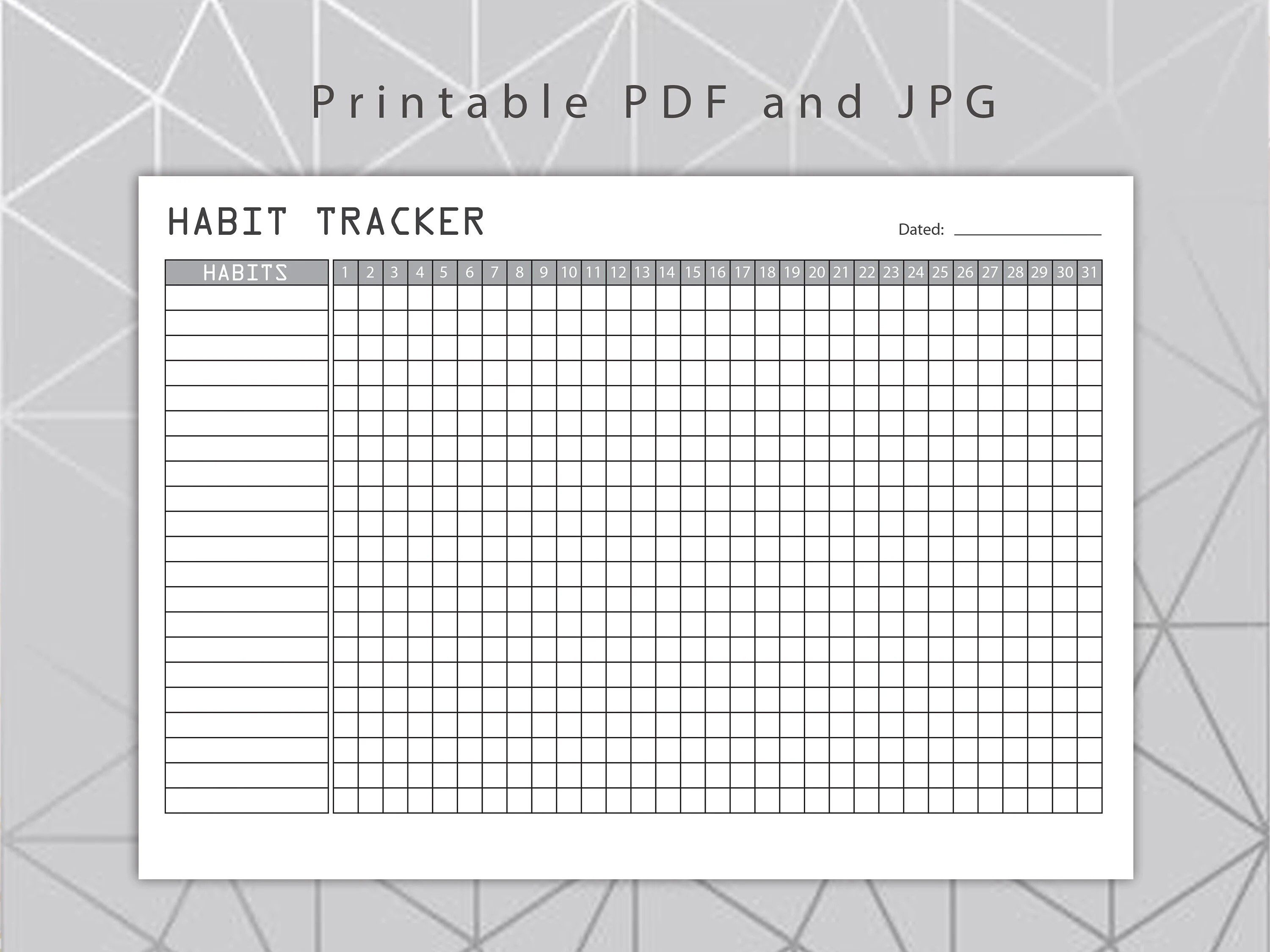 Printable Monthly Habit Tracker, Monthly Habit Tracker, Printable Habit ...