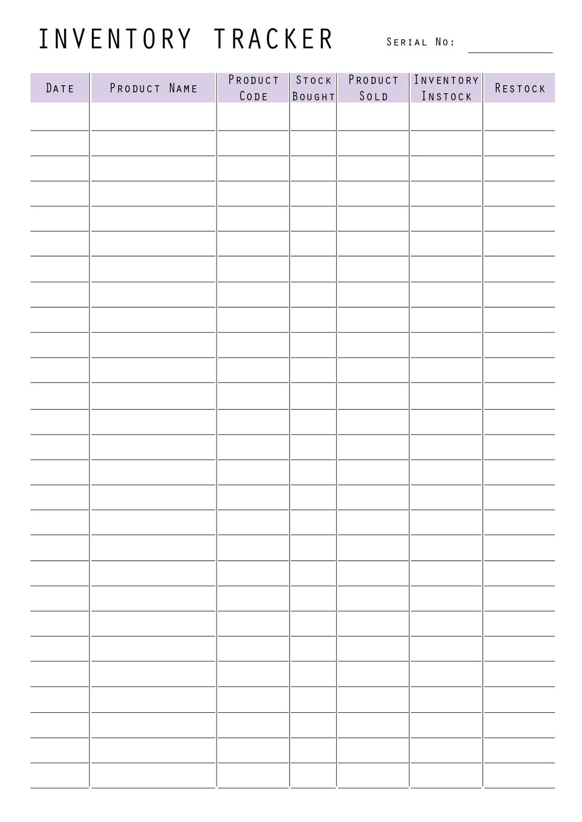 Editable Inventory Log, Inventory Tracker, Product Inventory, Inventory ...