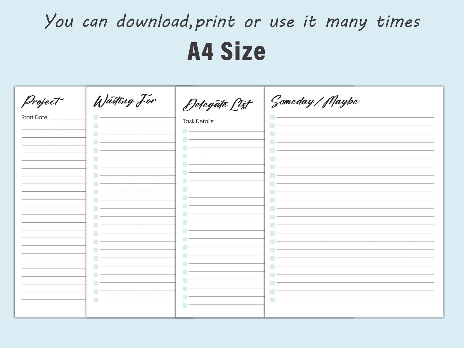 Printable Getting Things Done GTD Planner, GTD Worksheets, Getting ...