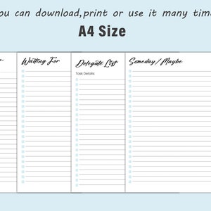 Printable Getting Things Done GTD Planner, GTD Worksheets, Getting ...