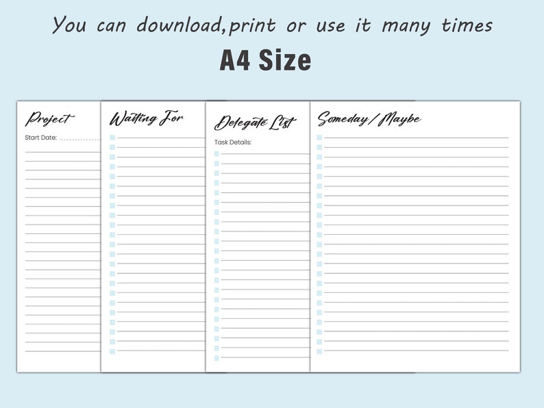 Printable Getting Things Done GTD Planner, GTD Worksheets, Getting ...