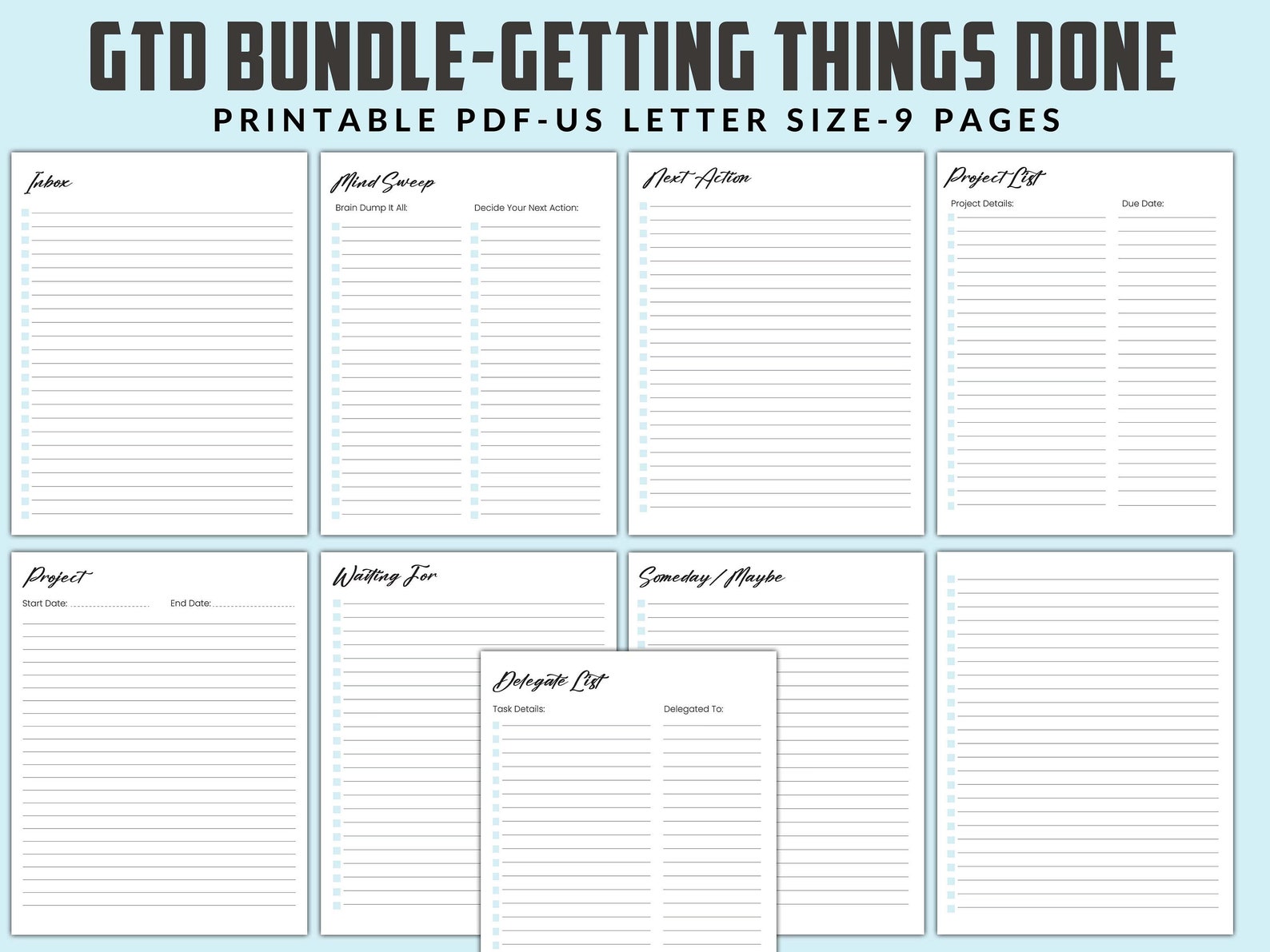 Printable Getting Things Done GTD Planner, GTD Worksheets, Getting ...