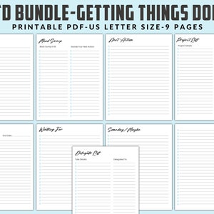 Printable Getting Things Done GTD Planner, GTD Worksheets, Getting ...
