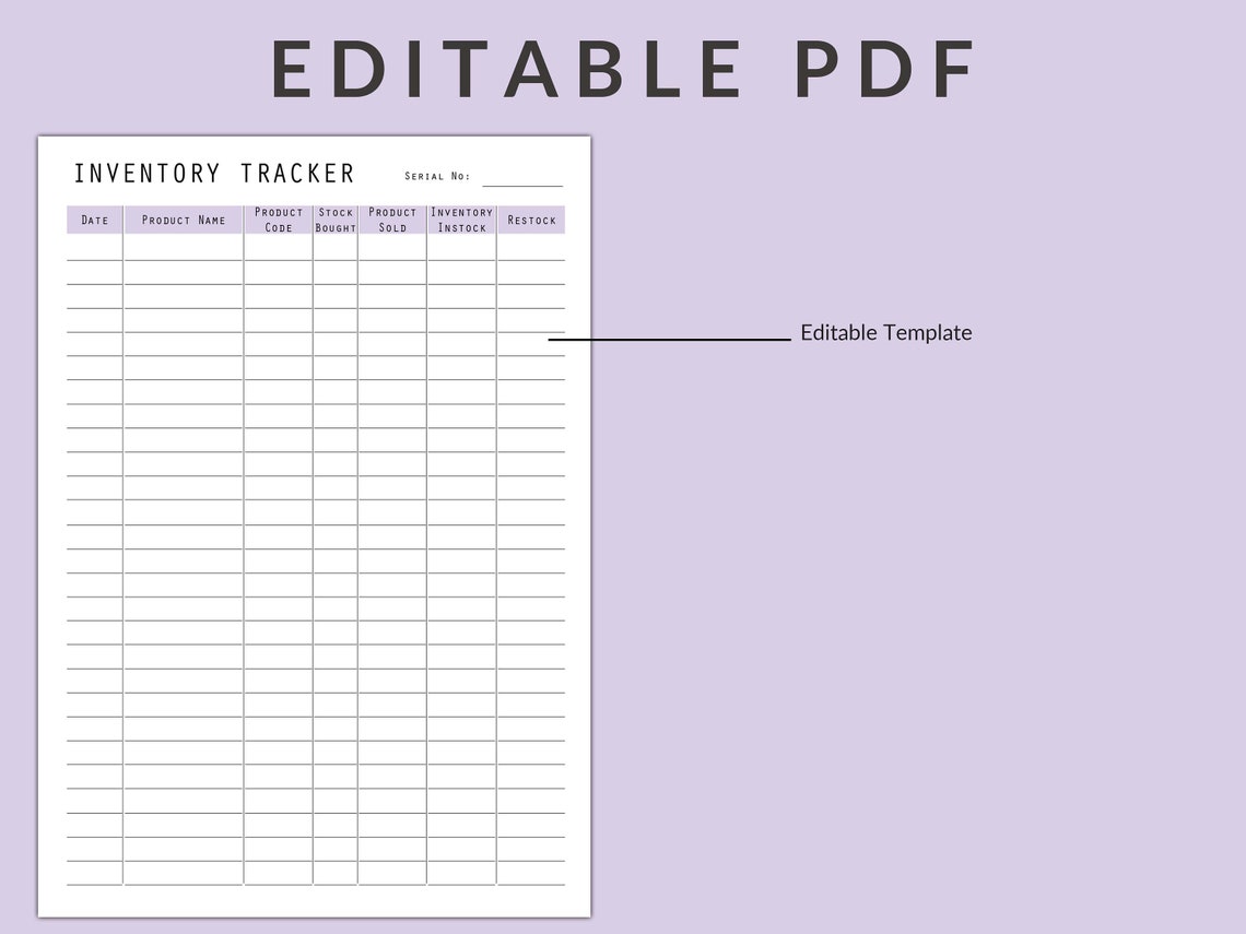 Editable Inventory Log, Inventory Tracker, Product Inventory, Inventory ...