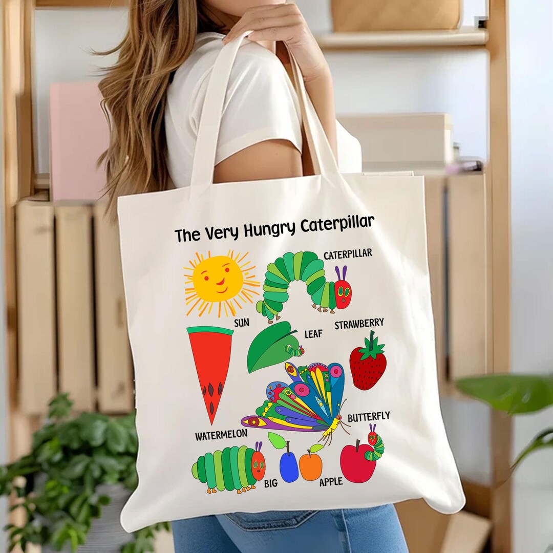 The Very Hungry Caterpillar Canvas Tote Bag, Reading Teacher, School ...