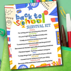 Back to School Survival Kit Gift Tags | Back to School Gift Tag ...