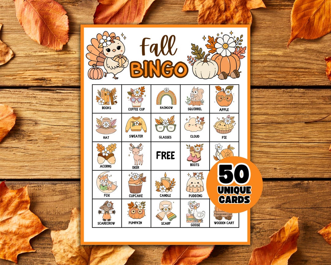 Fall Bingo Game Printable | Autumn Classroom Game | Fall Party Activity ...