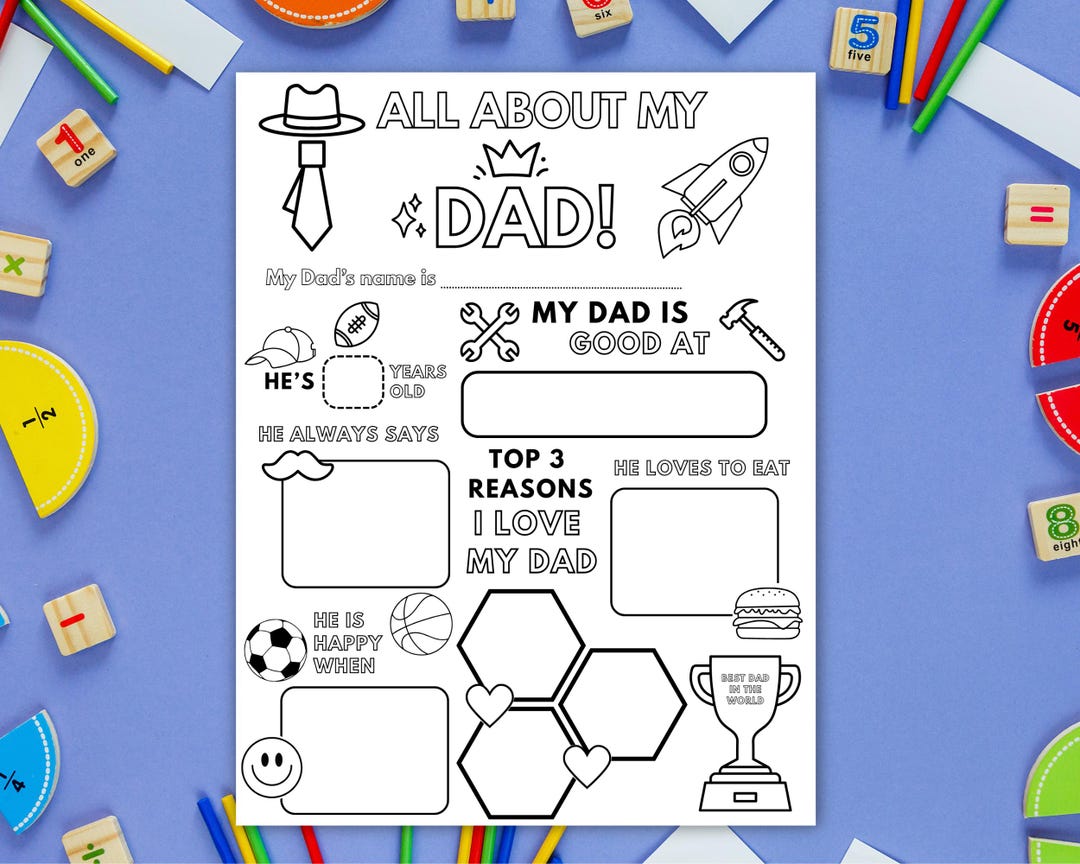 Buy All About My Dad Coloring Page Printable | Father’s Day Activity ...