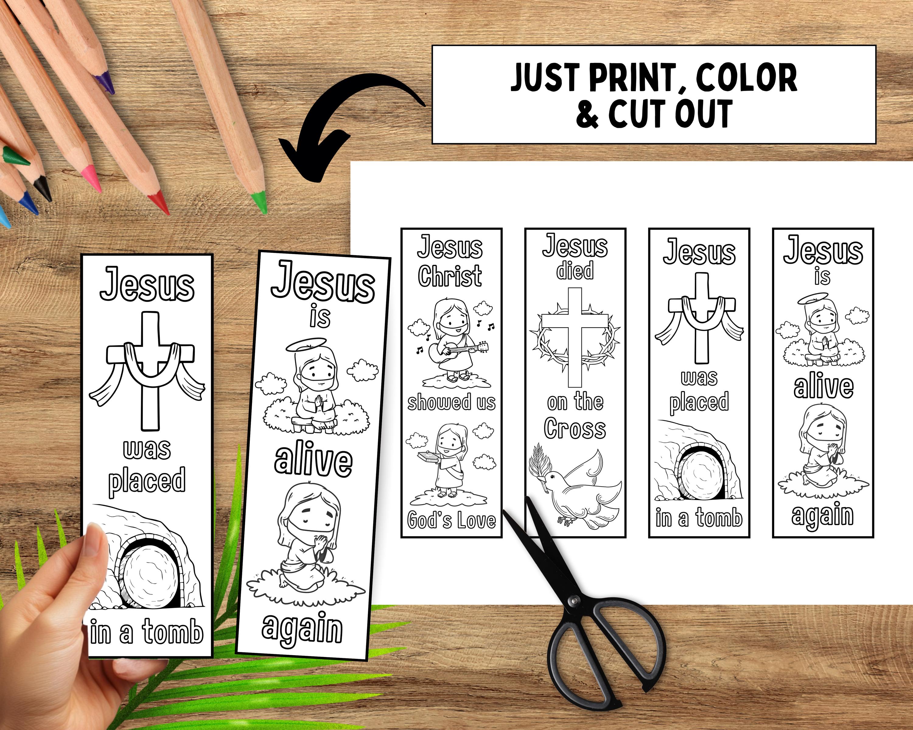 Christian Easter Bookmarks to Color, Easter Story Coloring Bookmarks ...