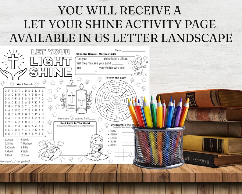Let Your Light Shine Activity Bundle, Christian Kids Activity Page ...