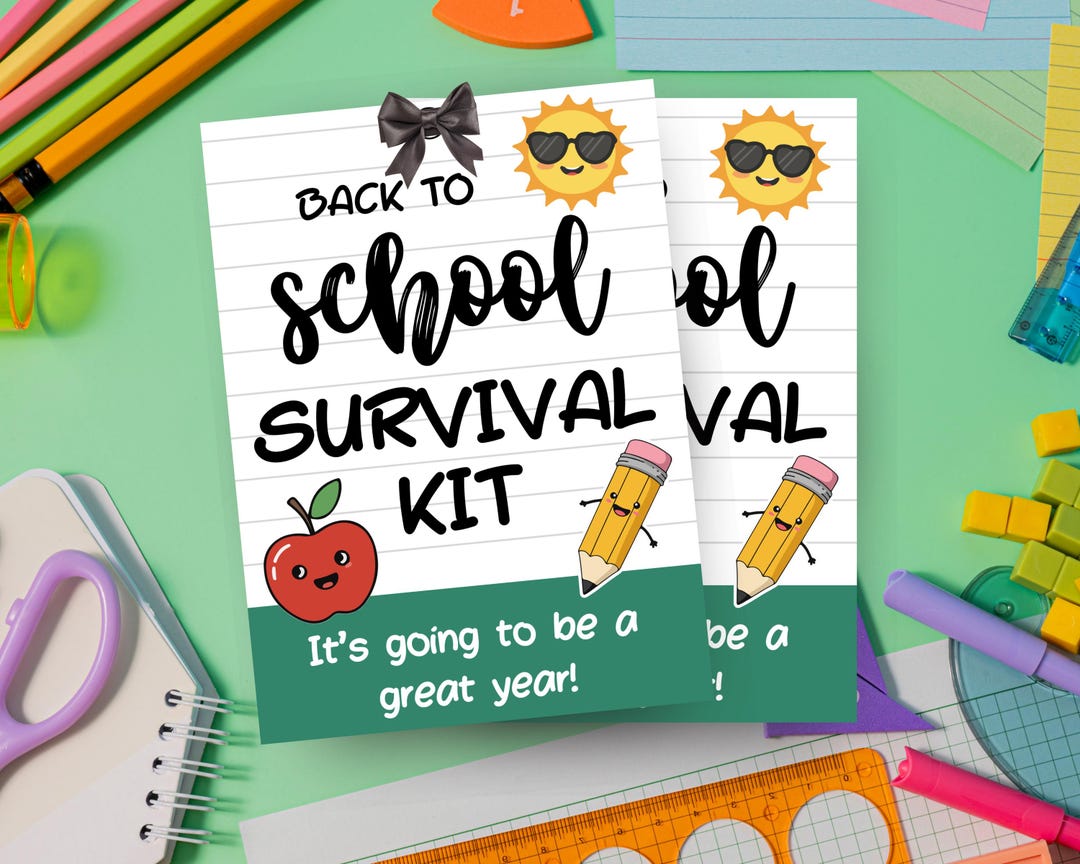 Back to School Survival Kit Gift Tags, First Day of School, Care ...