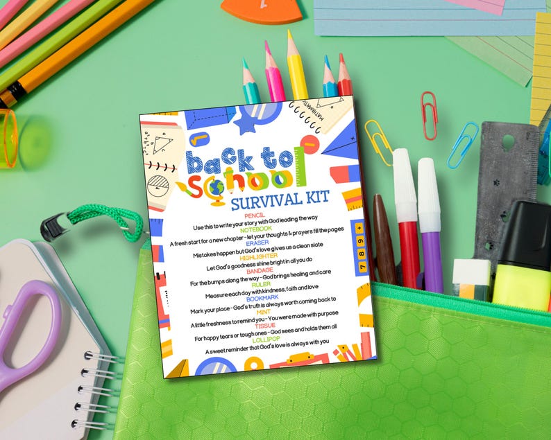 Back to School Survival Kit Gift Tags | Bible Themed Gift Tags ...