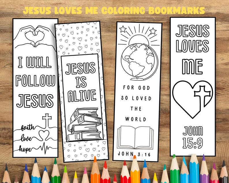 Bible Coloring Bookmarks Bundle for Kids, Christian Bookmarks, Let Your ...