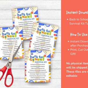 Back to School Survival Kit Gift Tags | Back to School Gift Tag ...
