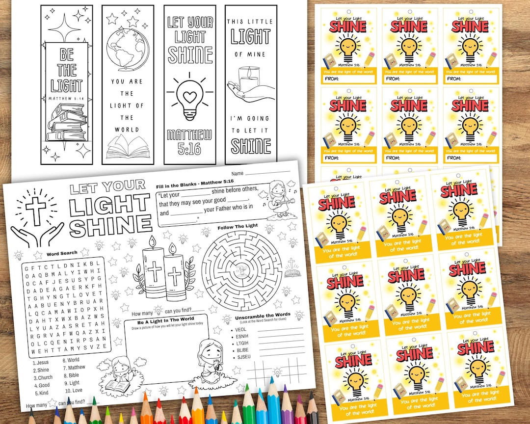 Let Your Light Shine Activity Bundle for Kids, Christian Kids Activity ...