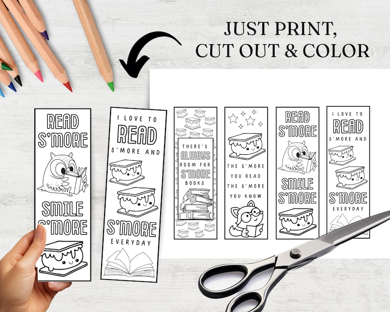 Read S’more Coloring Bookmarks Printable | S'mores Camping Theme ...